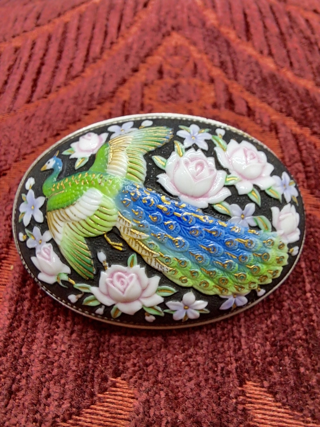A Beautiful Toshikane Arita Oval Brooch - Etsy