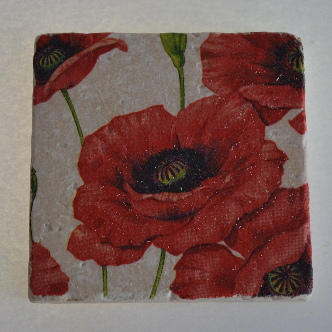 Pair of Poppy Design Handmade Natural Stone Coasters - Etsy