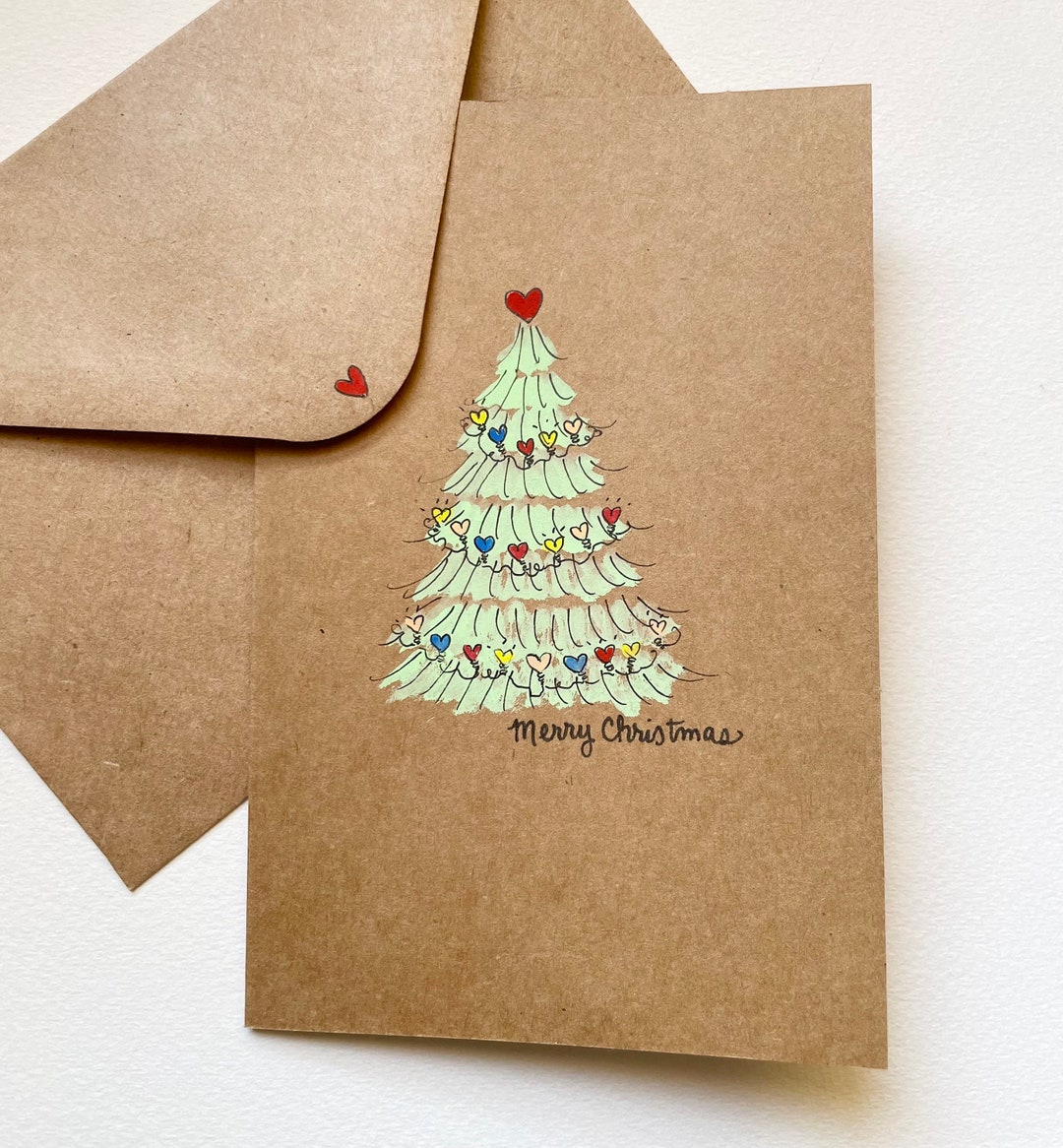 Simple Hand Painted Christmas Card- Blank/holiday Card/watercolour ...