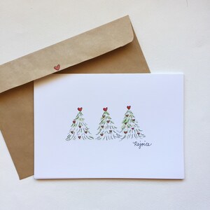 Christmas Cards/christmas Tree Card Set/simple Design/watercolour ...