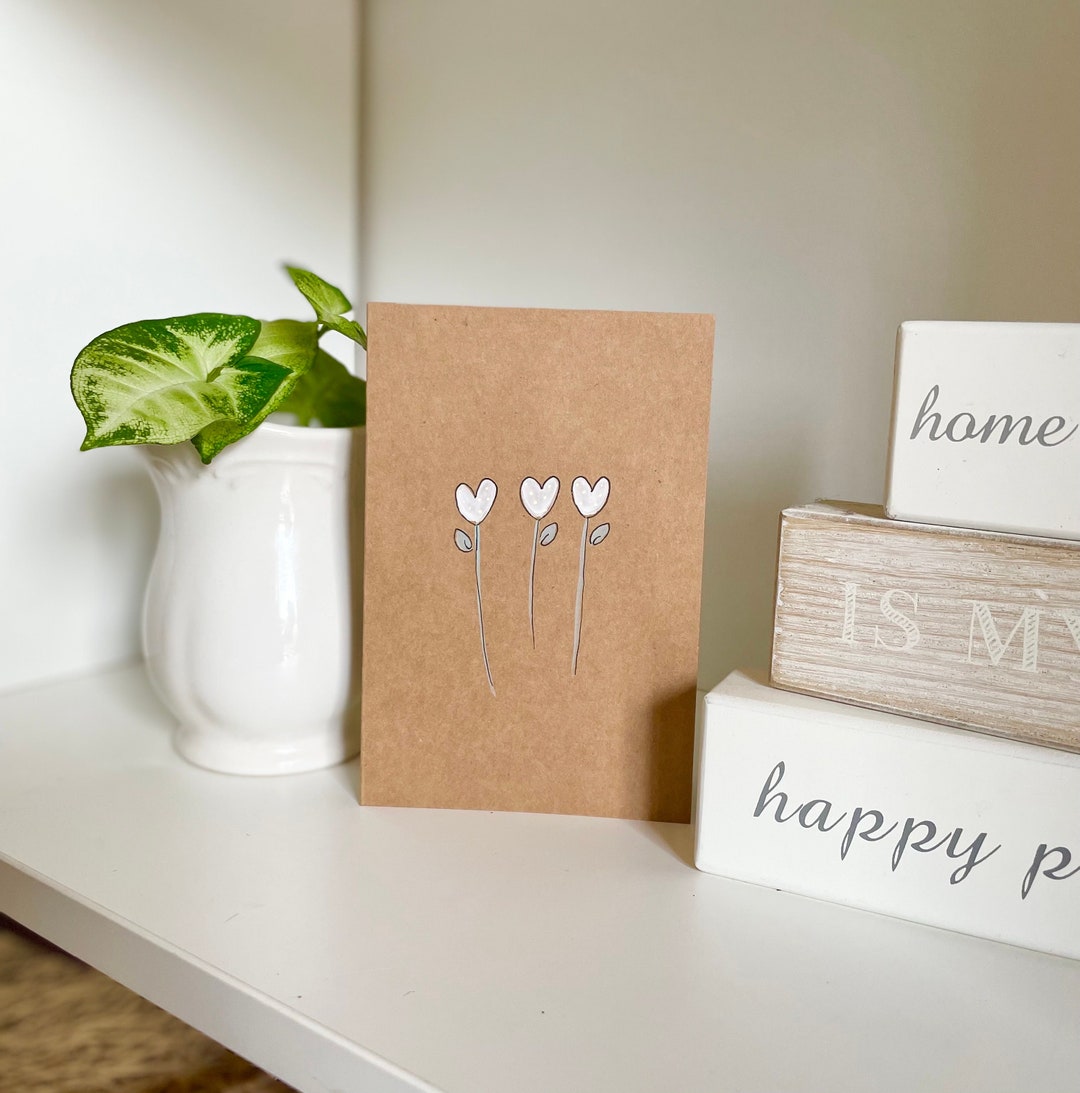 Daisy Card Blank/personalised Daisy Card With Hearts/watercolour ...