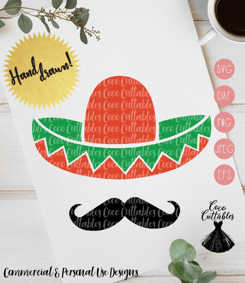 Sombrero And Mustache Svg Cinco De Mayo Svg Sombrero Svg Etsy Uk
