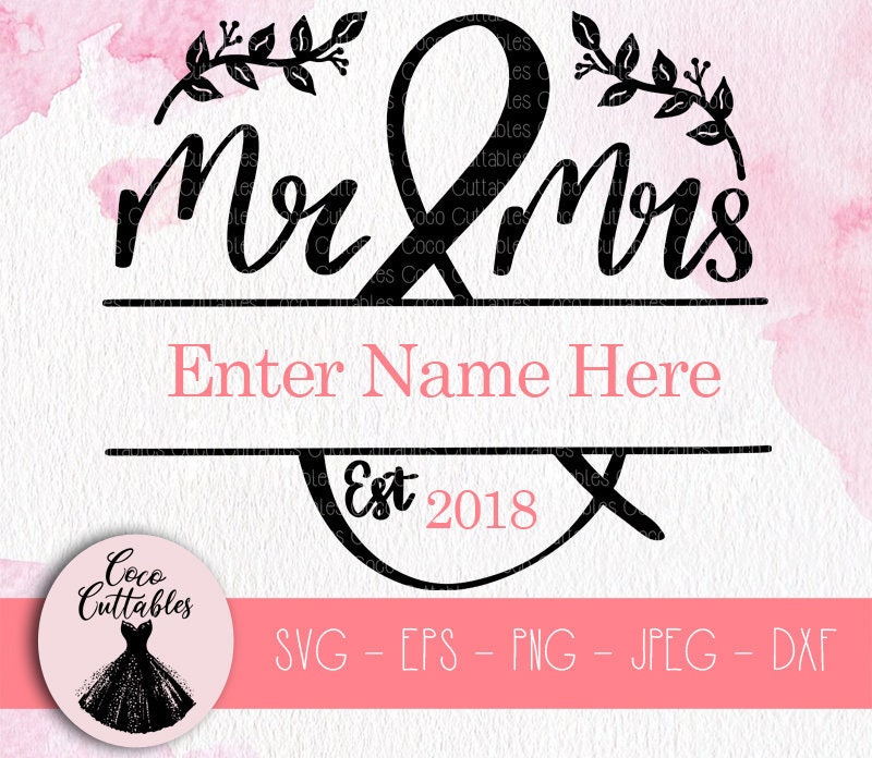 Mr and Mrs name frame svg Mr and Mrs svg Just married svg digital ...