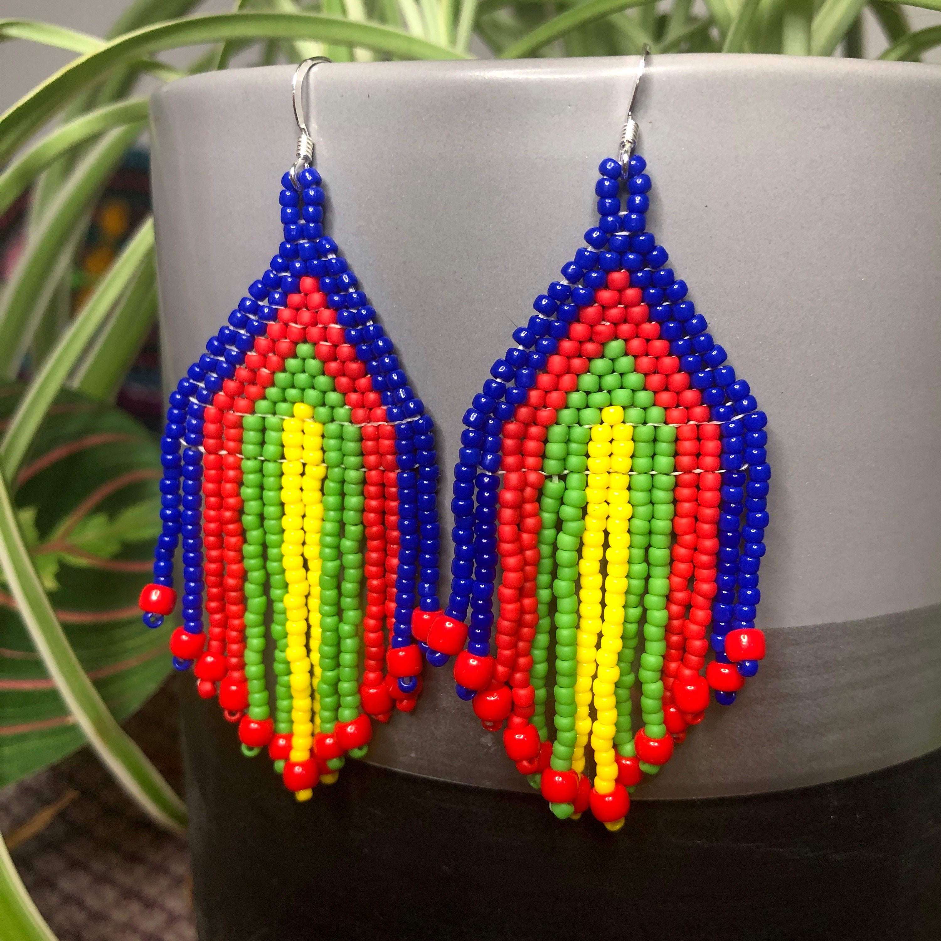 Handmade Beaded Block Colour Earrings - Etsy Nederland