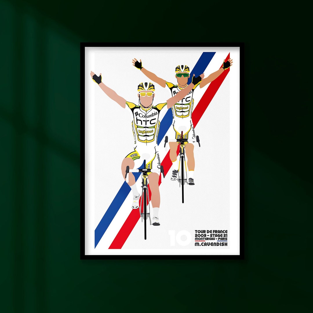 Mark Cavendish Tour De France 2009 Stage 21 Cycling Print Cycling Gifts ...