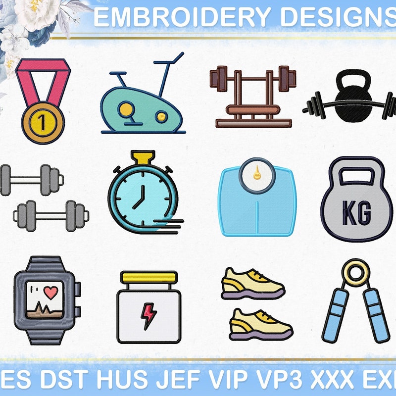 Gym Embroidery - Etsy