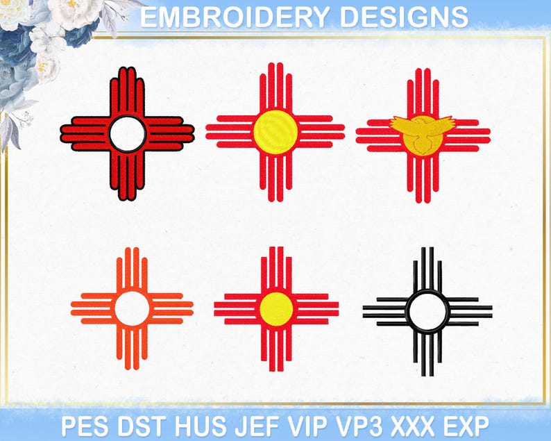 Zia Symbol Machine Embroidery Design, New Mexico Zia Symbol Embroidery ...