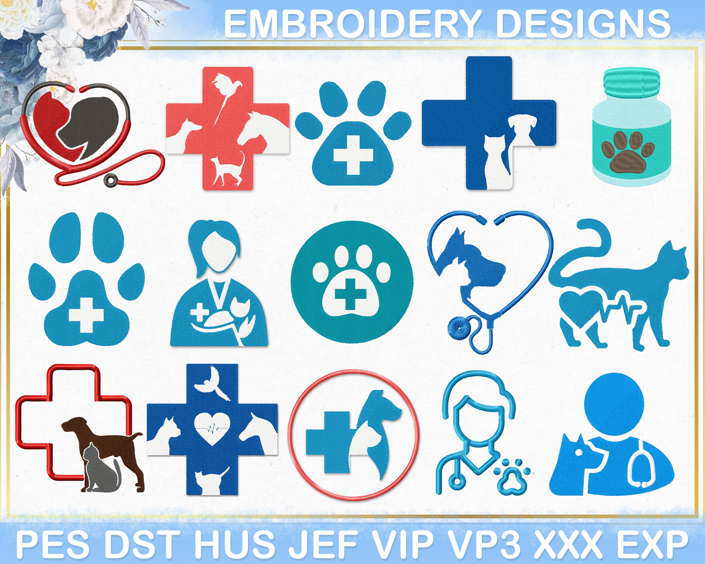 Veterinarian Machine Embroidery Design, Animal Doctor Embroidery Design ...