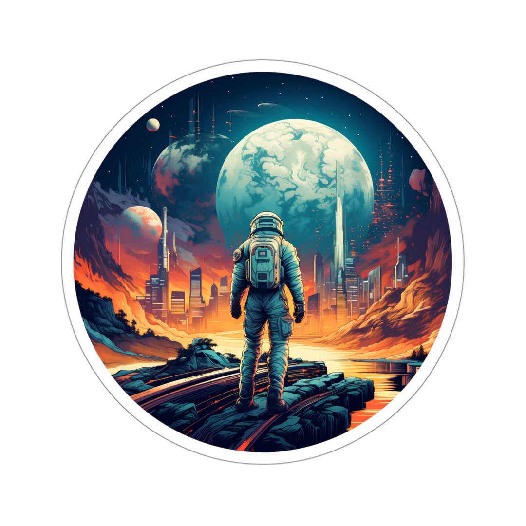 Space Astronaut Vinyl Sticker, Space Sticker, Astronaut on Alien Planet ...
