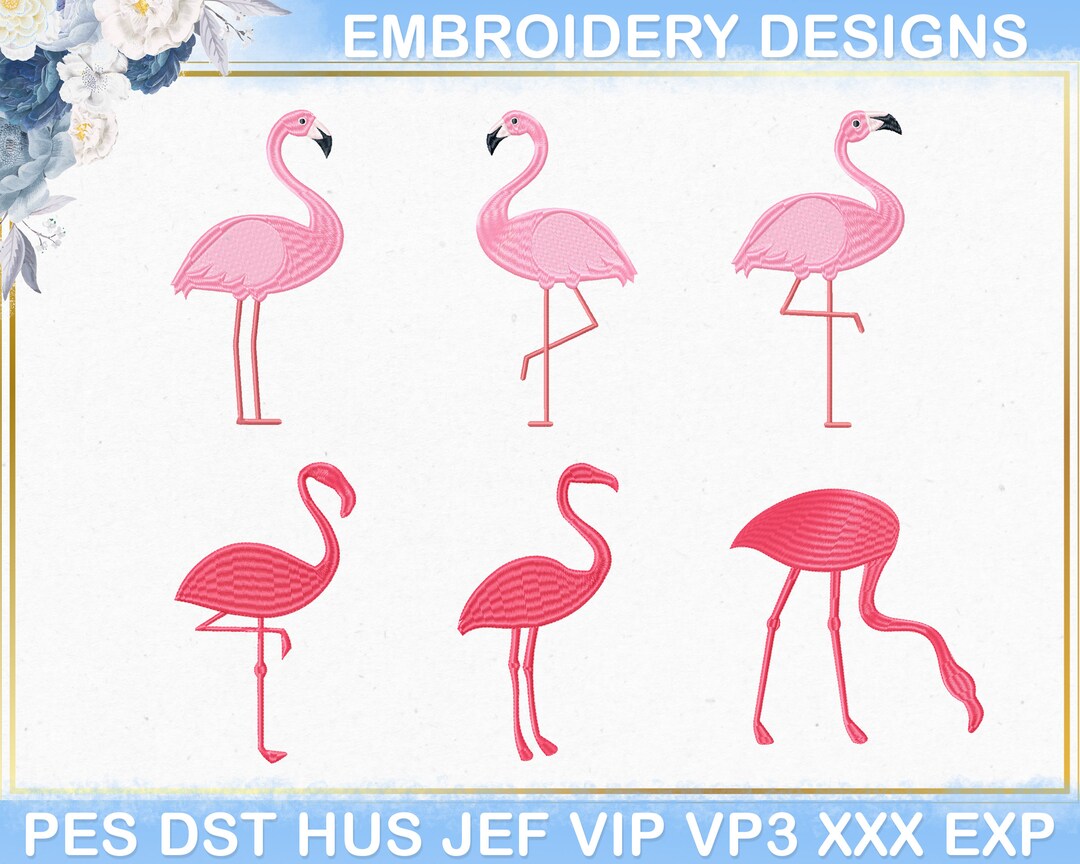 Flamingo Machine Embroidery Design, Flamingo Embroidery Designs, Pink ...