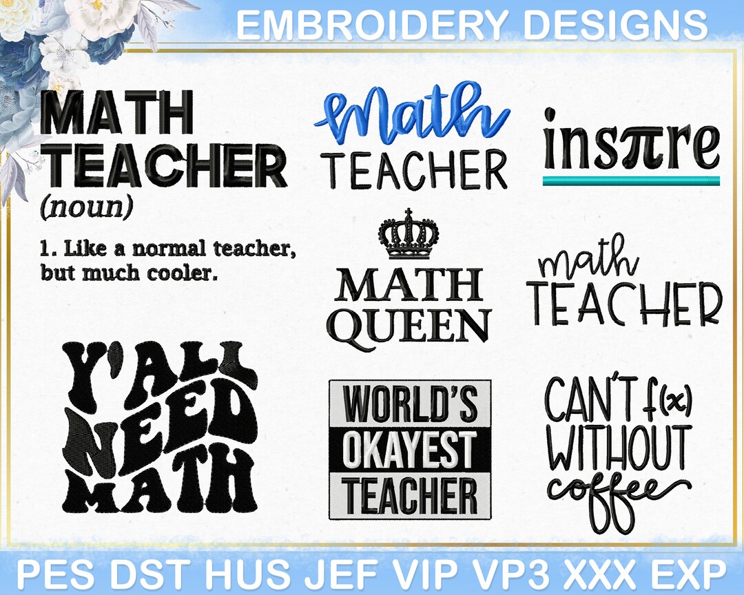 Math Teacher Machine Embroidery Design, Funny Math Teacher Quote ...