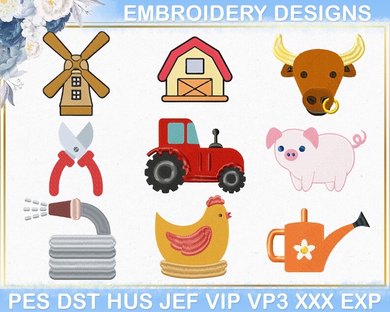 Farm Machine Embroidery Design, Barn Farm Animals Embroidery File ...