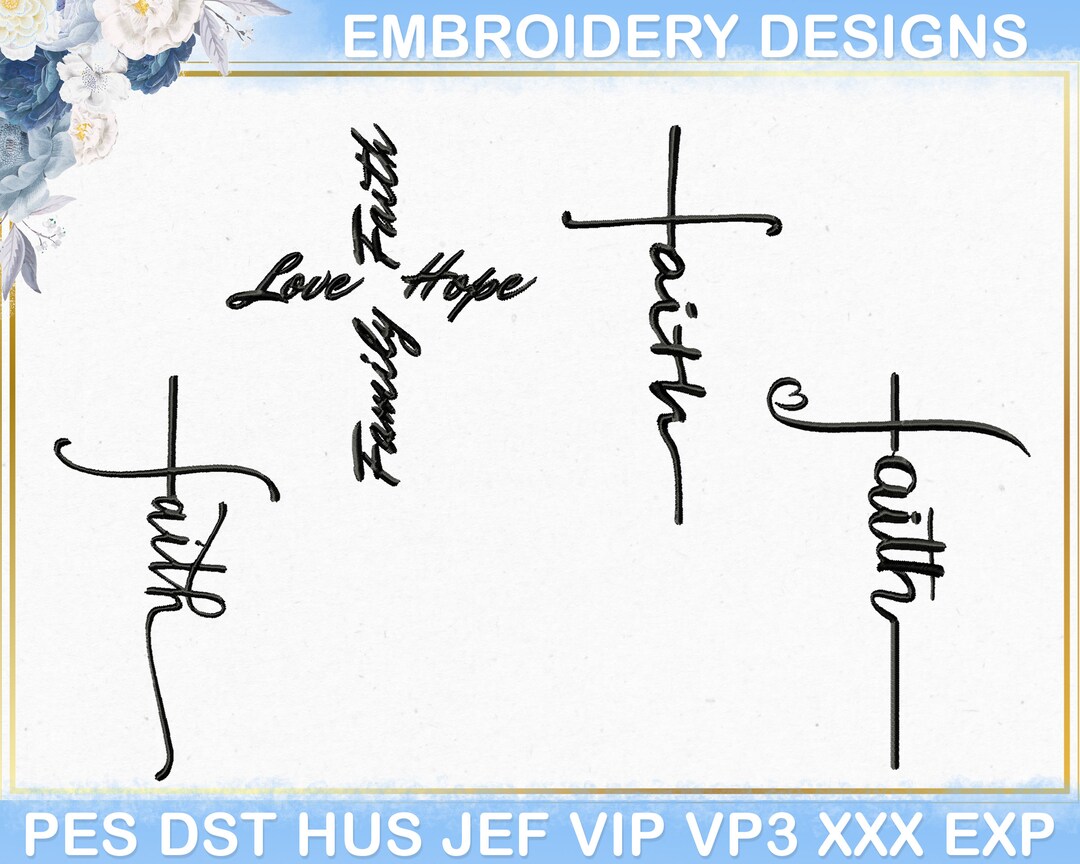 Faith Cross Embroidery Design, Faith Embroidery, Christian Cross ...