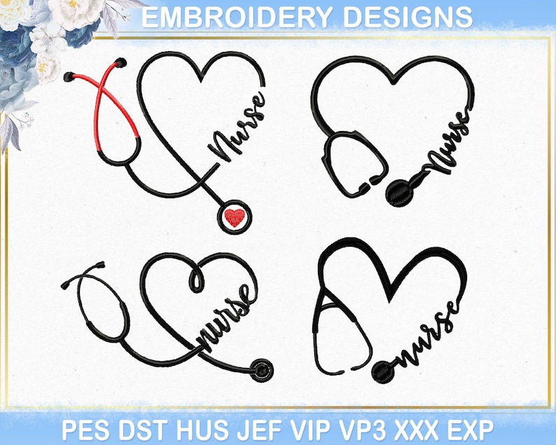 Nurse Heart Machine Embroidery Design, Stethoscope Nurse Gift Heart ...