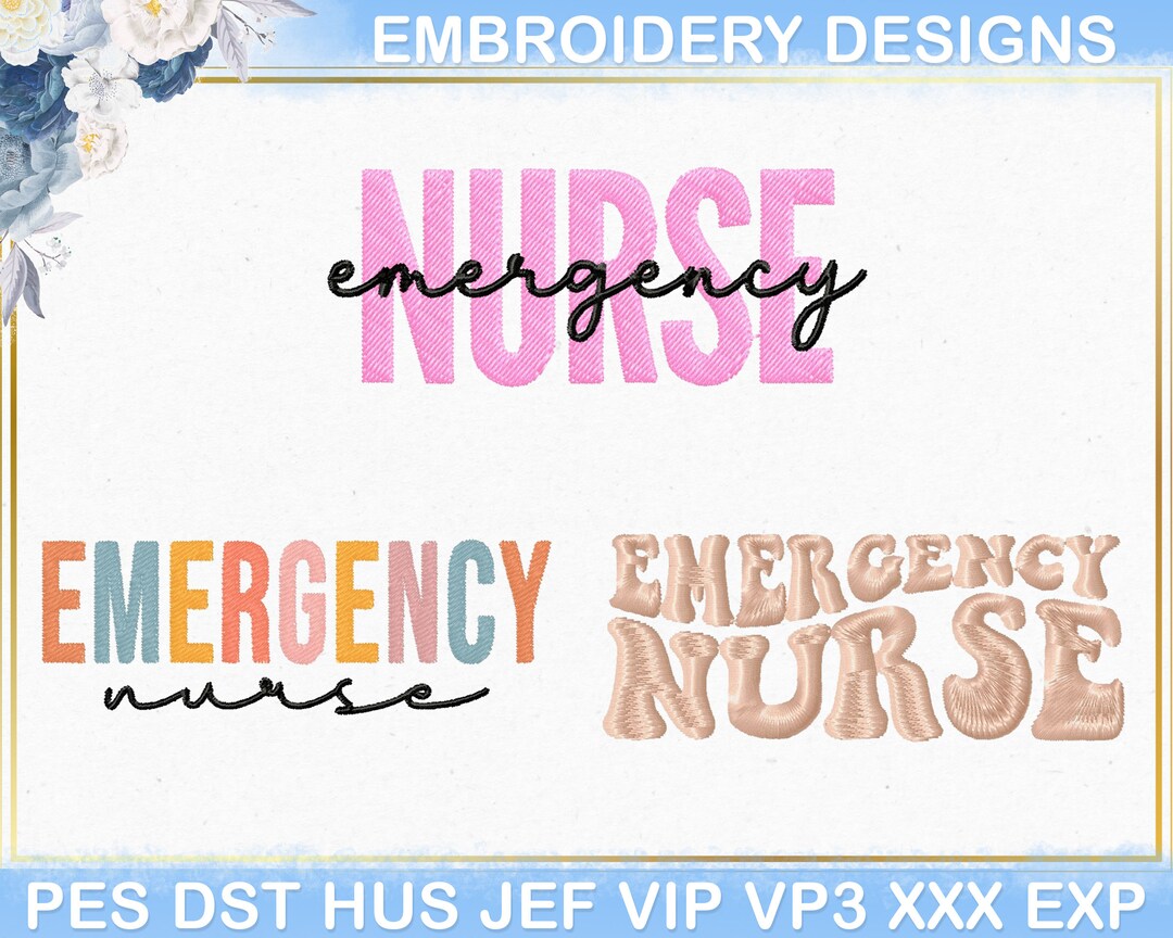 Emergency Nurse Machine Embroidery Design, ER Nurse Embroidery Design ...