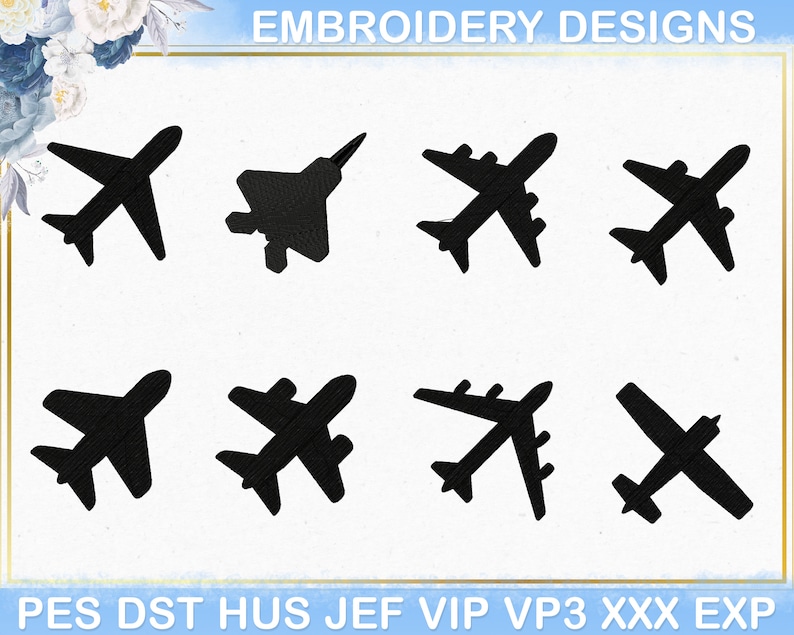 Airplane Embroidery Design, Aircraft Aeroplane Aviation Embroidery File ...
