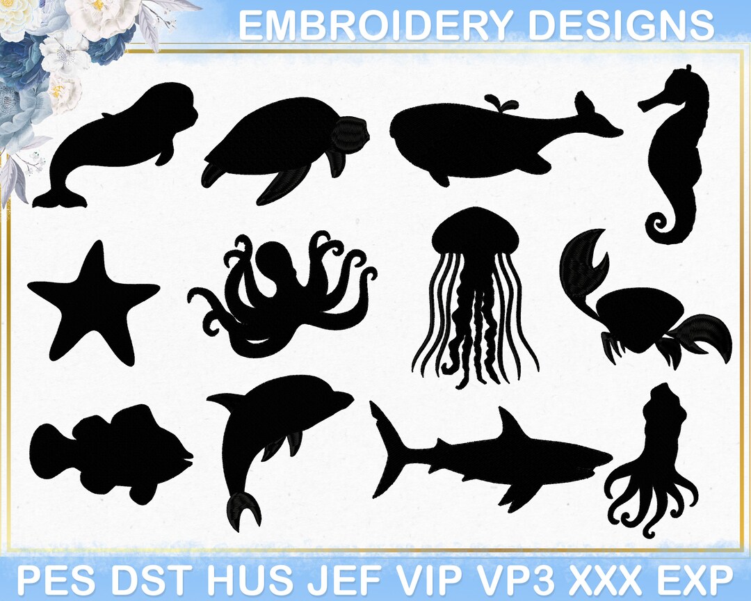 Ocean Machine Embroidery Design, Sea Animals Sea Life Embroidery File ...