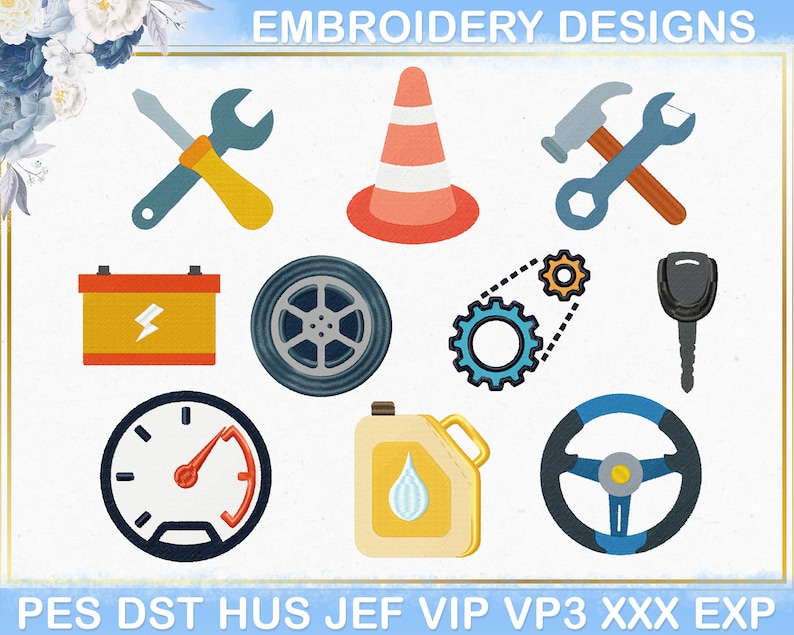 Mechanic Embroidery Designs, Auto Mechanic Embroidery File, - Etsy