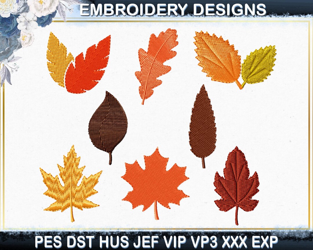 Fall Leaves Machine Embroidery Design, Autumn Leaves Leaf Embroidery ...