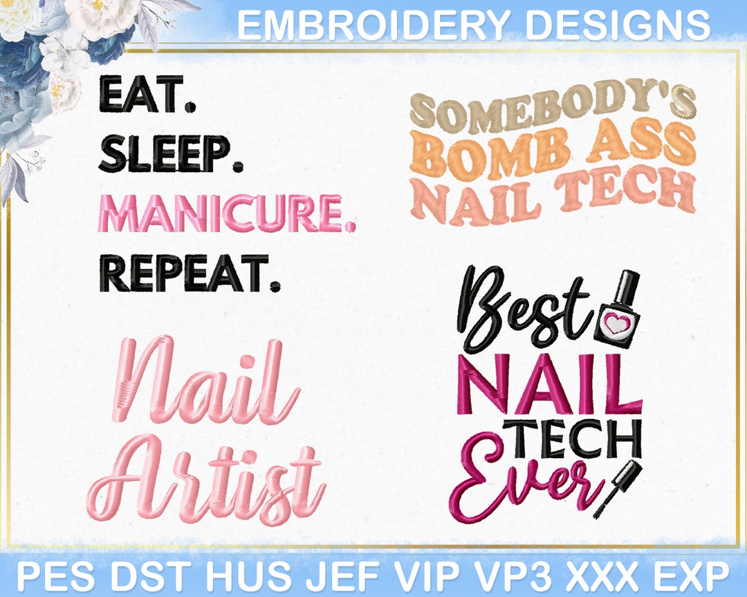 Nail Tech Machine Embroidery Design, Nail Tech Life Embroidery Design ...