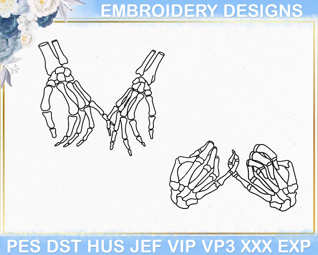 Skeleton Hands Swear Embroidery Design, Skeleton Pinky Promise ...