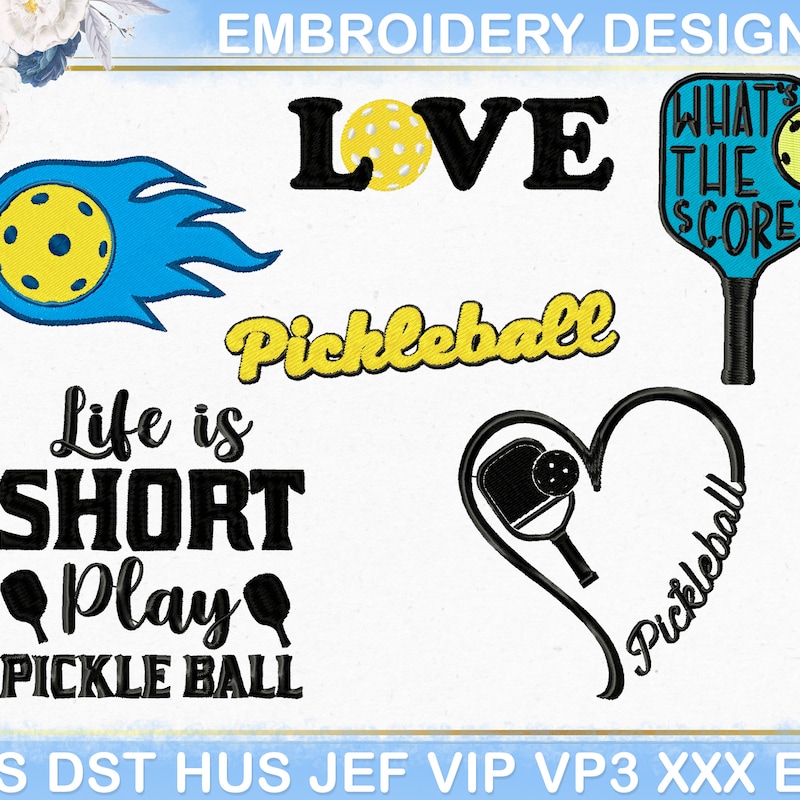 Pickleball Embroidery Designs - Etsy