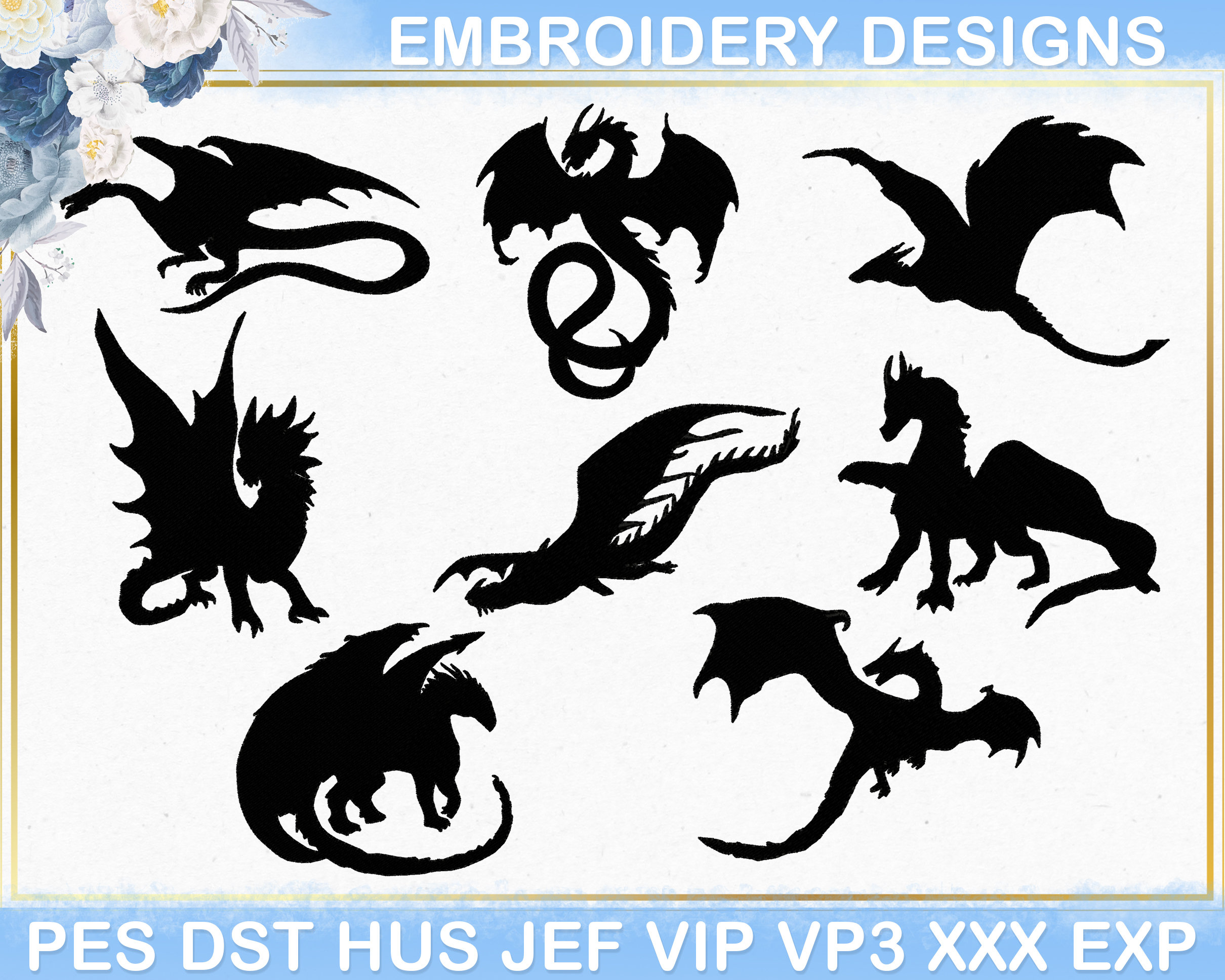Dragon Machine Embroidery Design, Fantasy Book Embroidery Designs ...