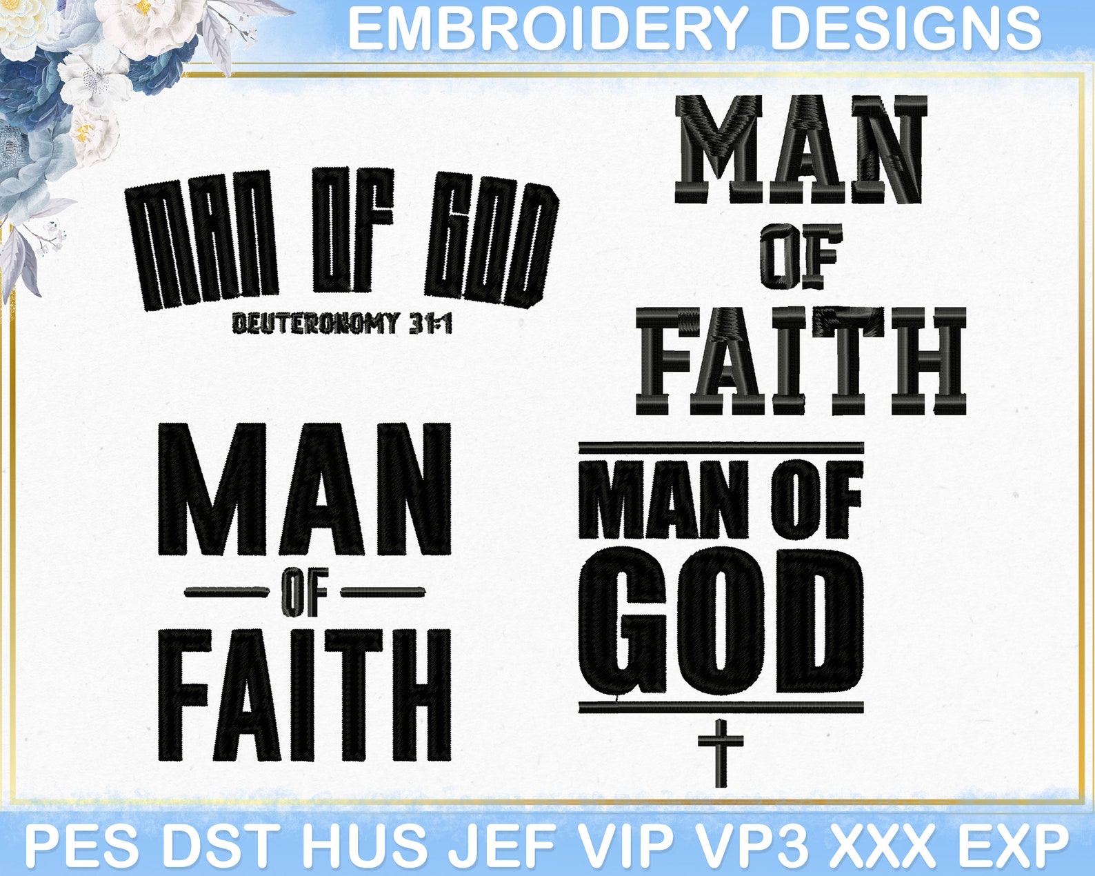 Man of Faith Machine Embroidery Design, Man of God Embroidery Design ...