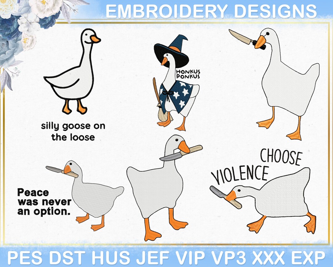 Silly Goose Embroidered Design, Peace Was Never an Option, Choose ...