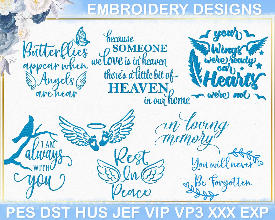 Memorial Embroidery Design, Memory Mom Dad Embroidery File, Funeral ...