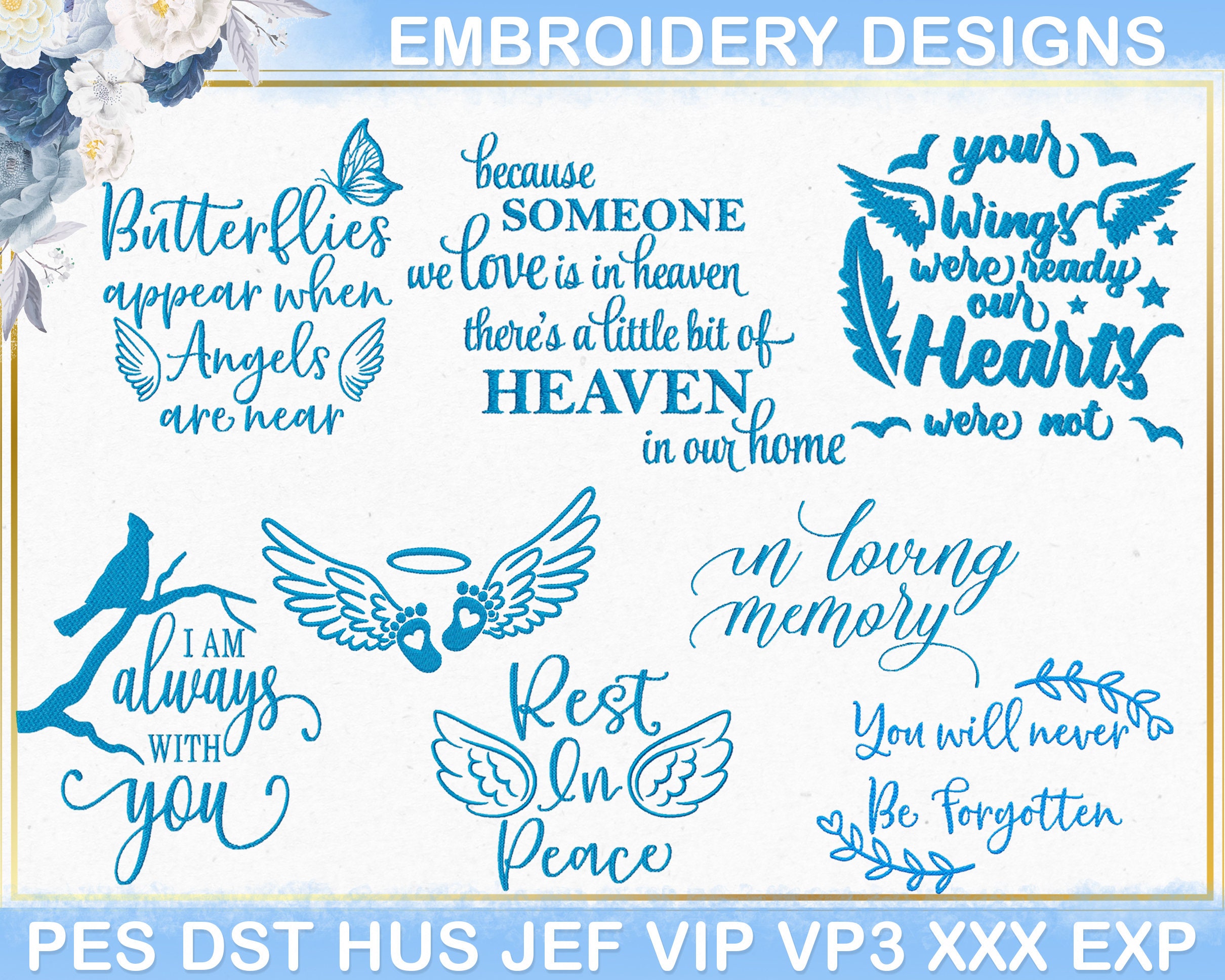 Memorial Embroidery Design, Memory Mom Dad Embroidery File, Funeral ...