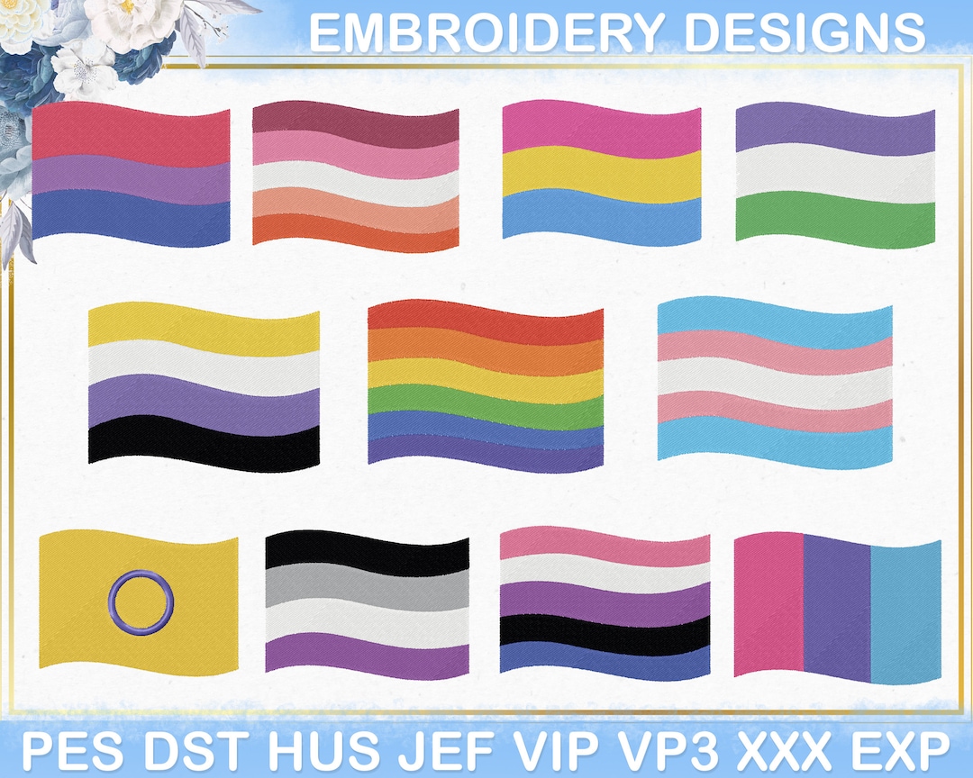 Pride Flags Machine Embroidery Design, LGBTQ Embroidery File, Gay ...