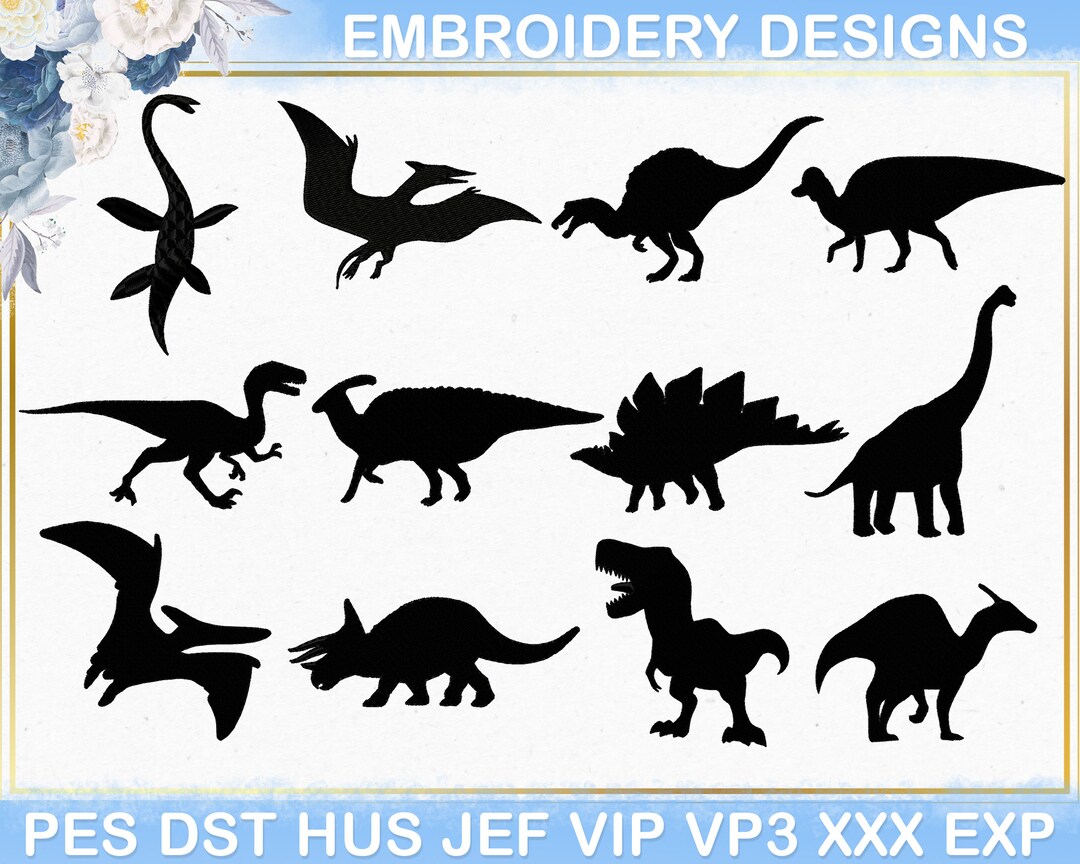 Dinosaurs Embroidery Design, Dino Embroidery File, Dinosaur Embroidery ...