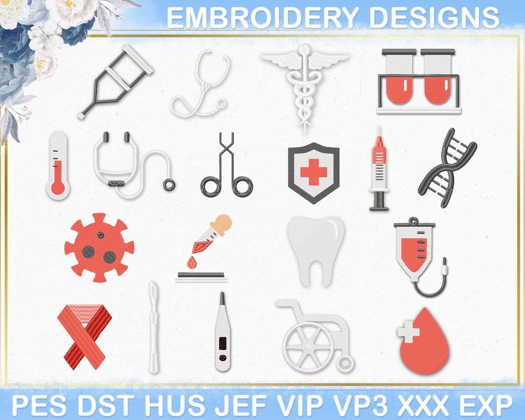 Medical Embroidery Design, Nurse Embroidery Designs, Doctor Embroidery ...