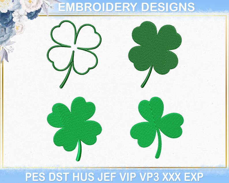 Four Leaf Clover Machine Embroidery Design, Lucky Irish Shamrock St ...