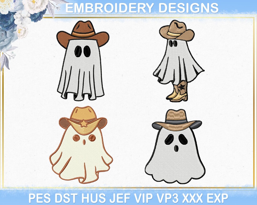 Cowboy Ghost Machine Embroidery Design, Halloween Cowboy Western Spooky ...