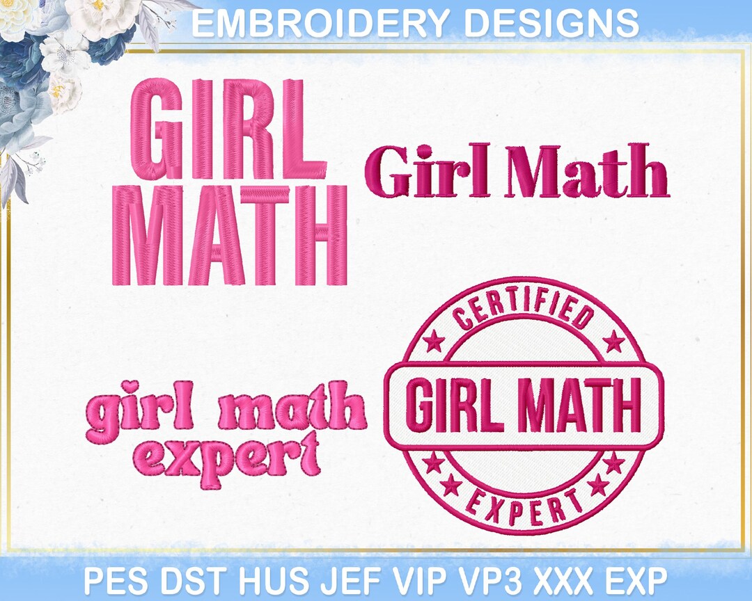 Girl Math Machine Embroidery Design, Funny Quote Girly Trendy Let Me ...