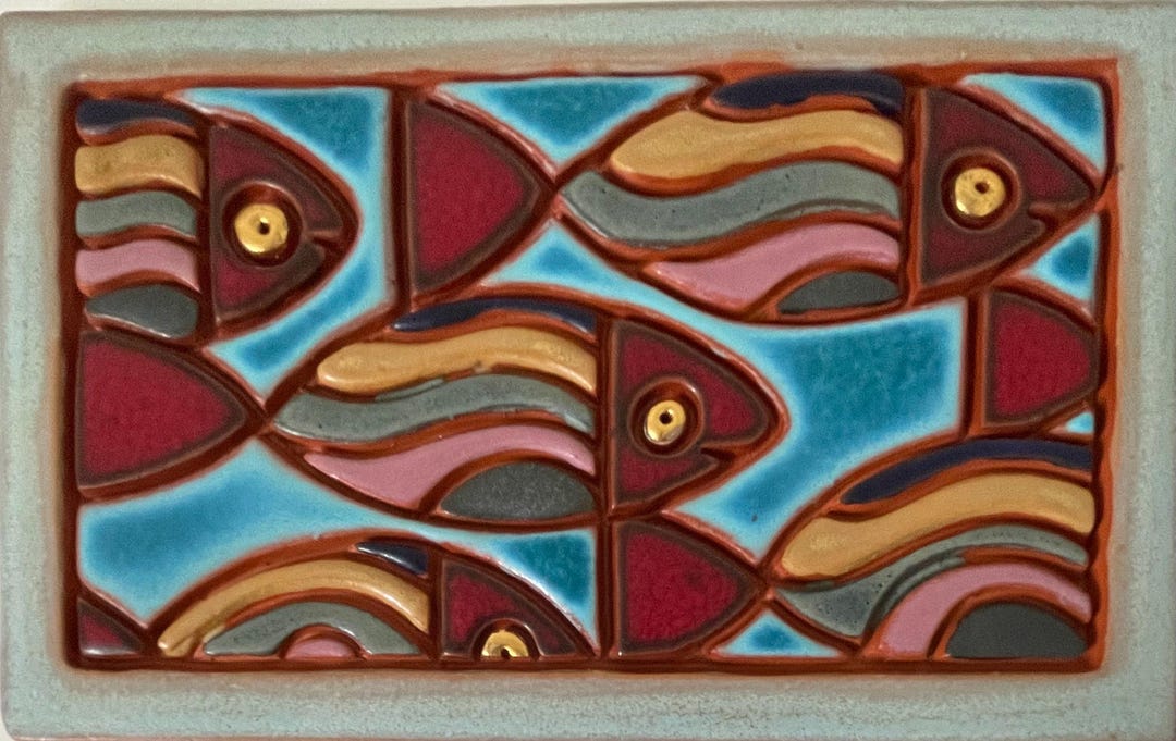 Colorful Tropical Fish Ceramic ART Tile - Seascape/ School of FISH ...