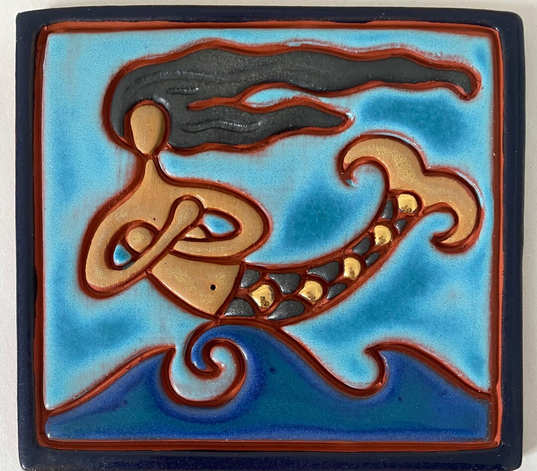 Handmade Mermaid ART Tile Decorative Clay Tile 4.75x 5.25 - Etsy