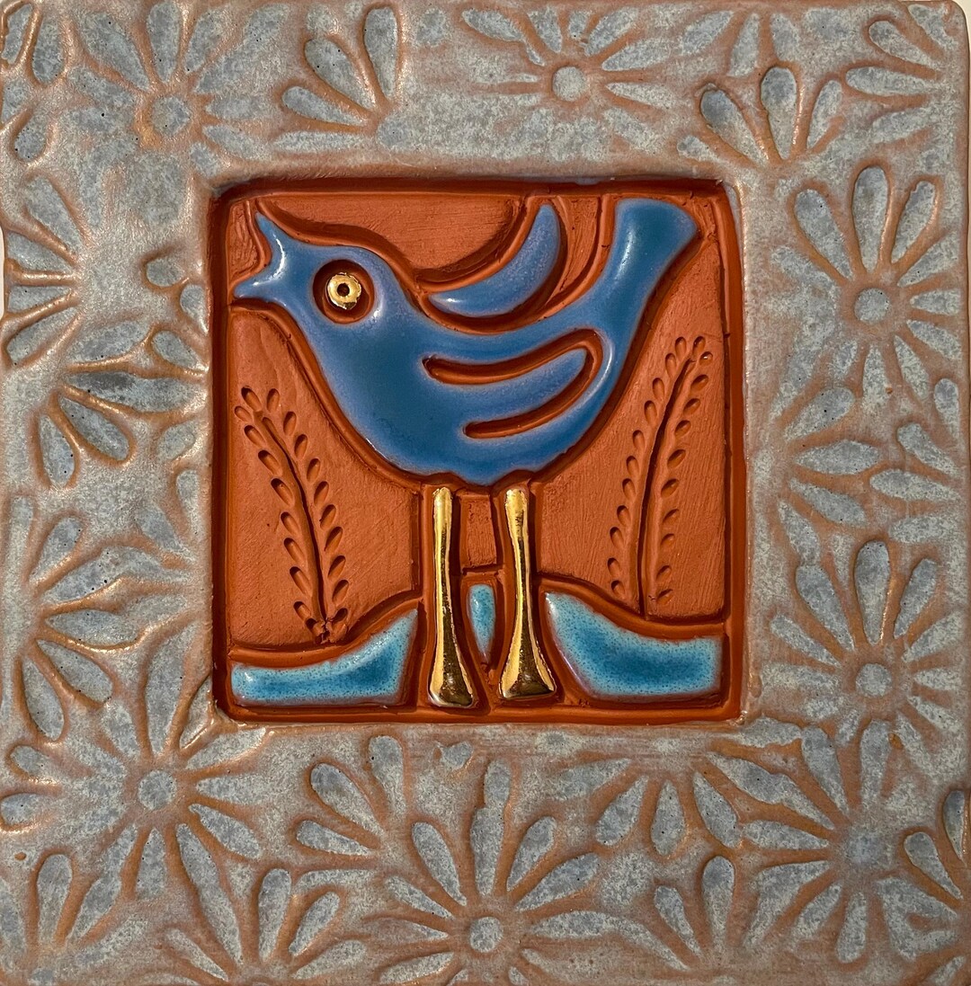 Bluebird of Happiness Handmade Rustic Clay Tile / Perfect Gift - Spark ...