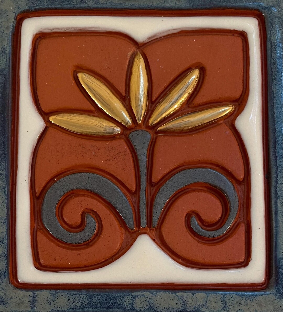 Handmade Ceramic LILY Art Tile - Ready to Hang / 4.5" X 4.25 ...