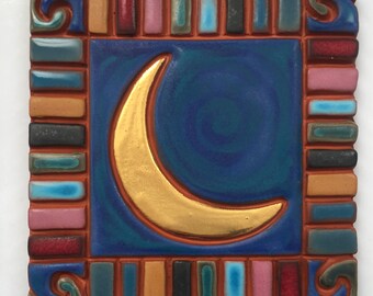 Ceramic Moon Tile | Etsy