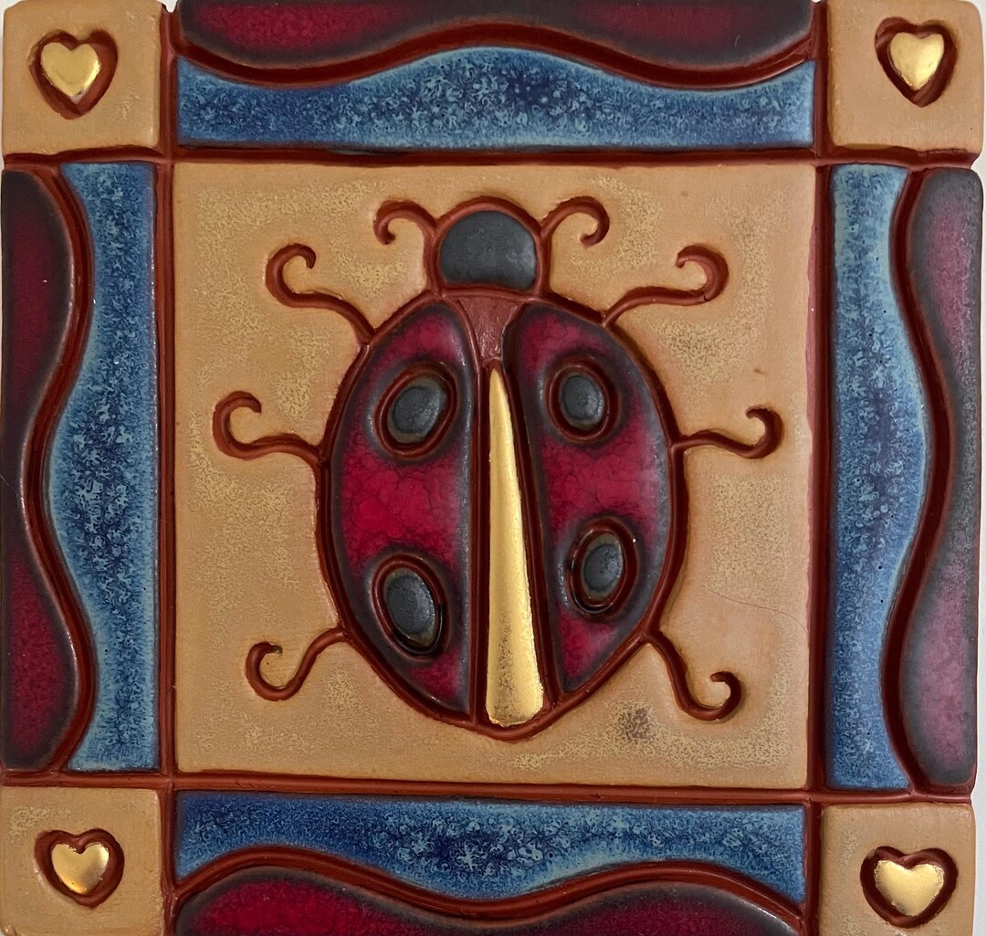 Handmade Ladybug ART Tile / Ready to Hang Ladybug Wall Plaque / 5 ...