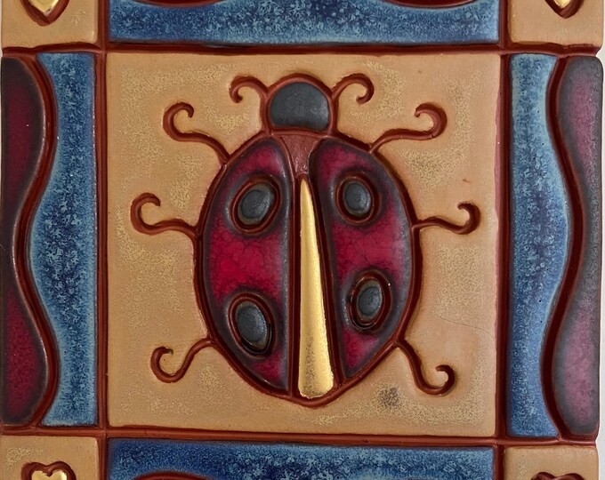 Handmade Ladybug ART Tile / Ready to Hang Ladybug Wall Plaque / 5 ...