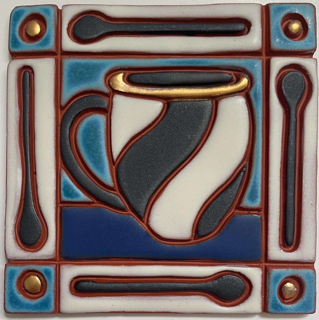 Coffee Cup ART Tile - Kitchen Back Splash / 5" Square / Contemporary ...