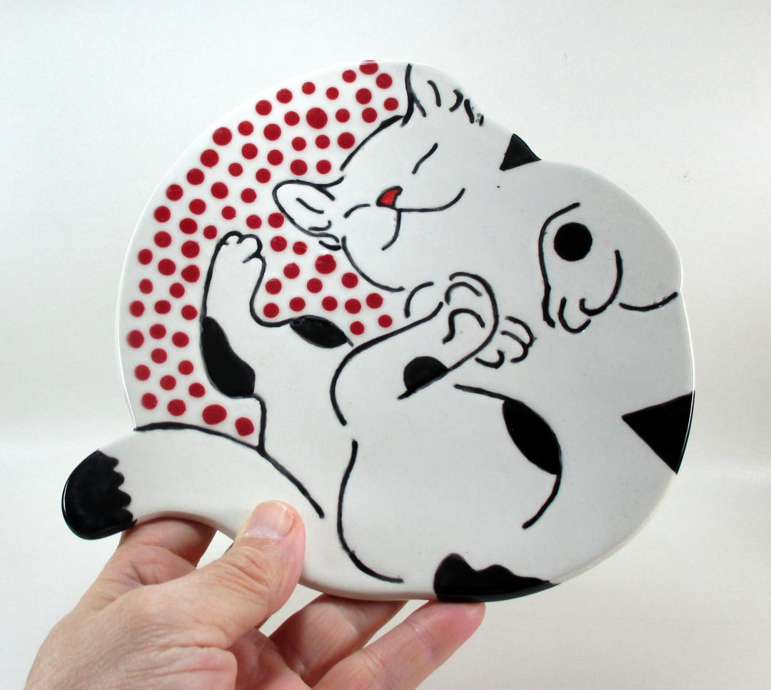 Cat Plate, Cat Dish, Cat Cookie Plate, Ceramic Plate, Breakfast Dish ...