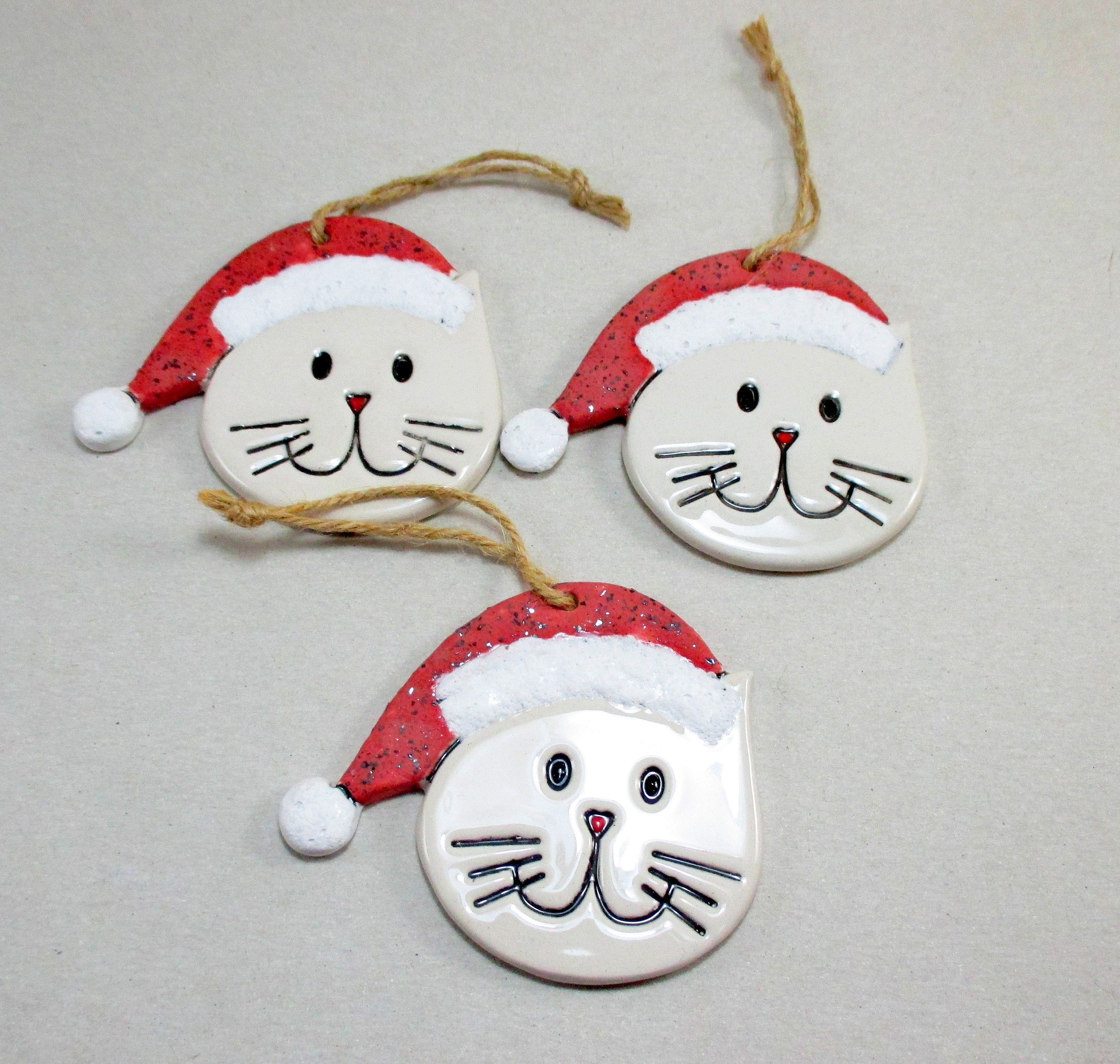 Set of 3 Ceramic Cat Ornament Cat Tree Decor Cat Ornament - Etsy