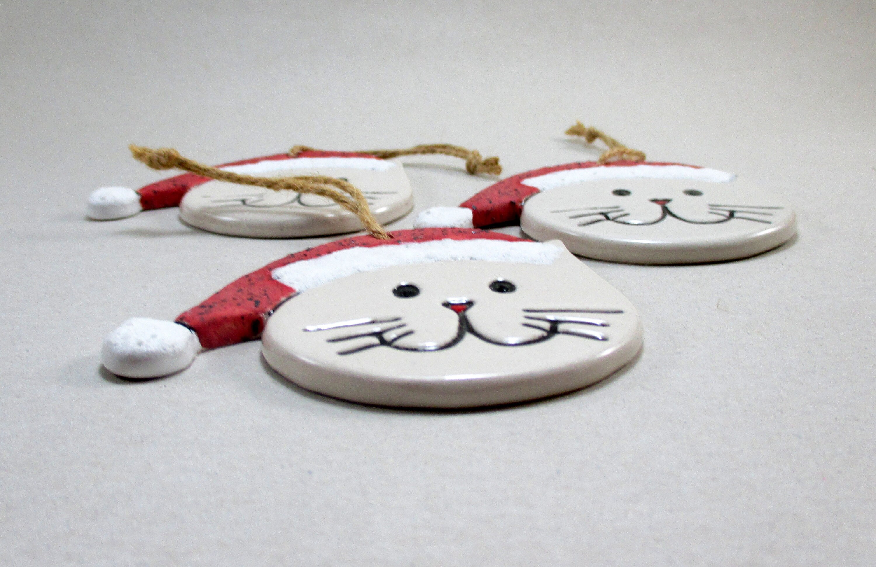 Set of 3 Ceramic Cat Ornament Cat Tree Decor Cat Ornament - Etsy