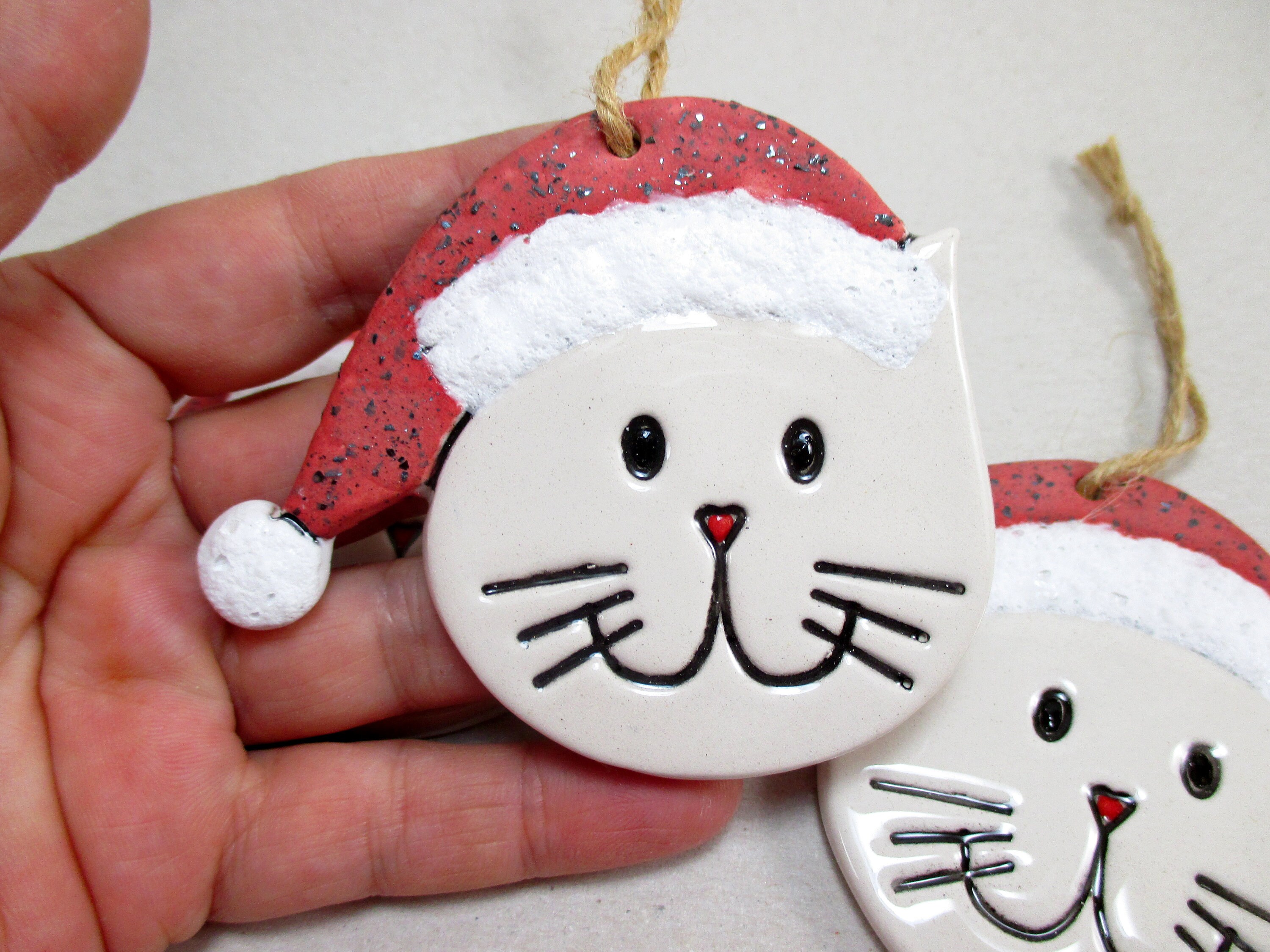 Set of 3 Ceramic Cat Ornament Cat Tree Decor Cat Ornament - Etsy