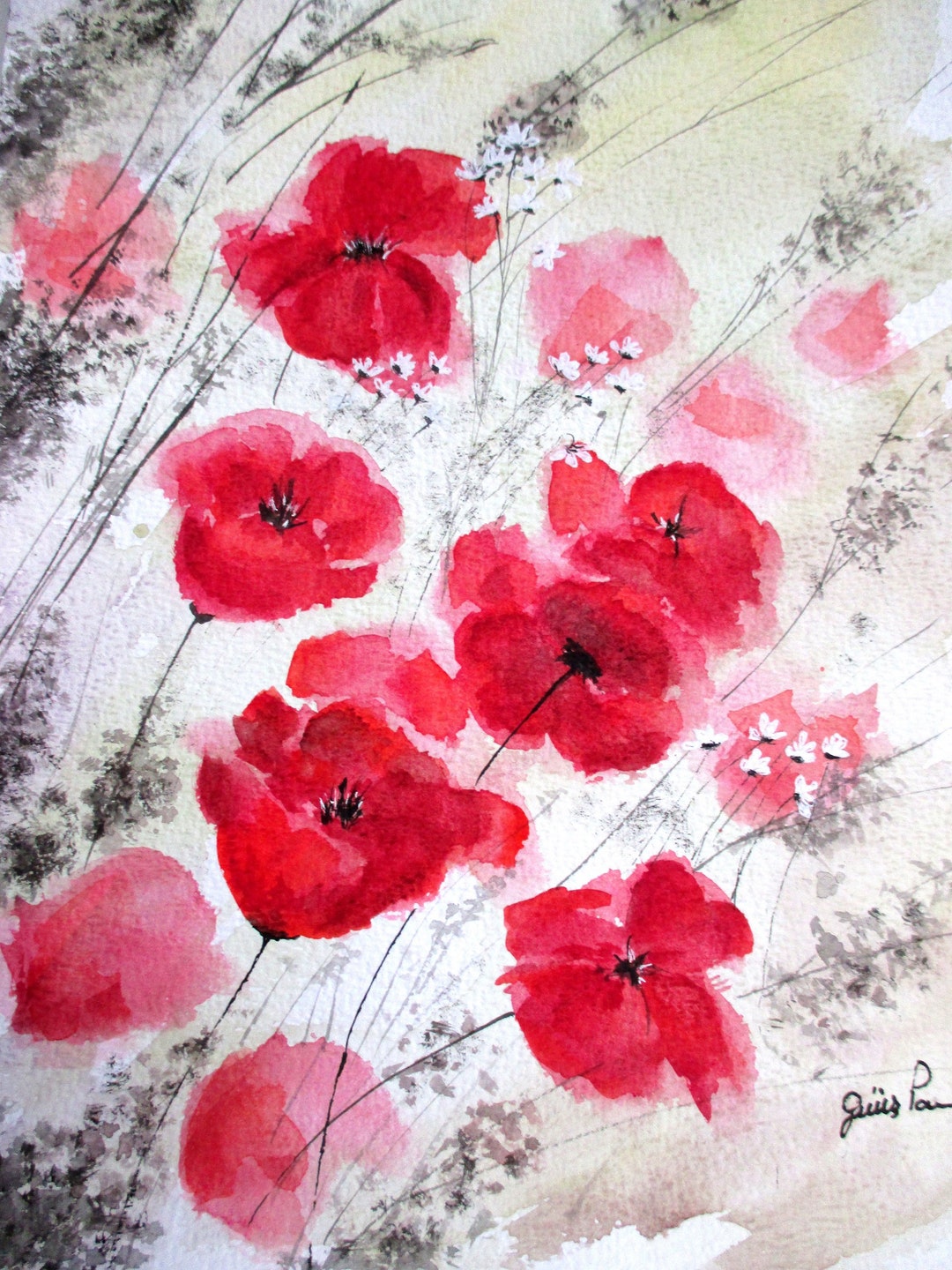 Watercolor Flower Painting, Floral Wall Decor, Hand Painted Watercolor ...